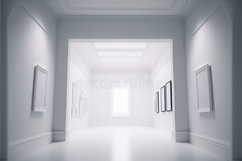 Minimalistic Interior Design with Plain White Room of Museum Stock ...