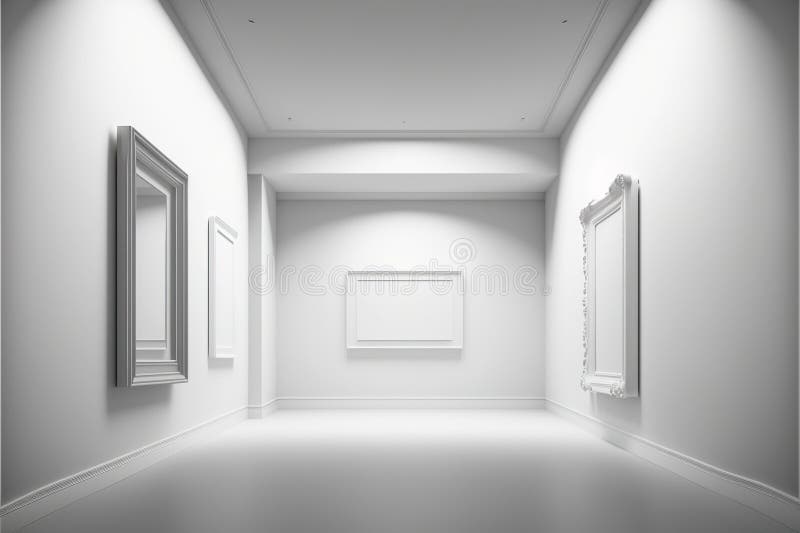 Minimalistic Interior Design with Plain White Room of Museum Stock ...