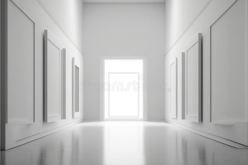 Minimalistic Interior Design with Plain White Room of Museum Stock ...