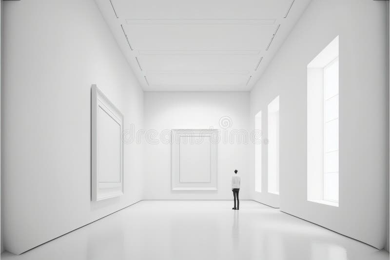 Minimalistic Interior Design with Plain White Room of Museum Stock ...