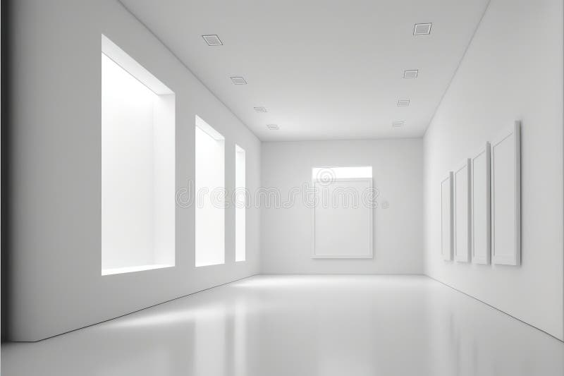 Minimalistic Interior Design with Plain White Room of Museum Stock ...