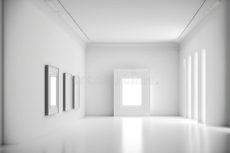 Minimalistic Interior Design with Plain White Room of Museum Stock ...
