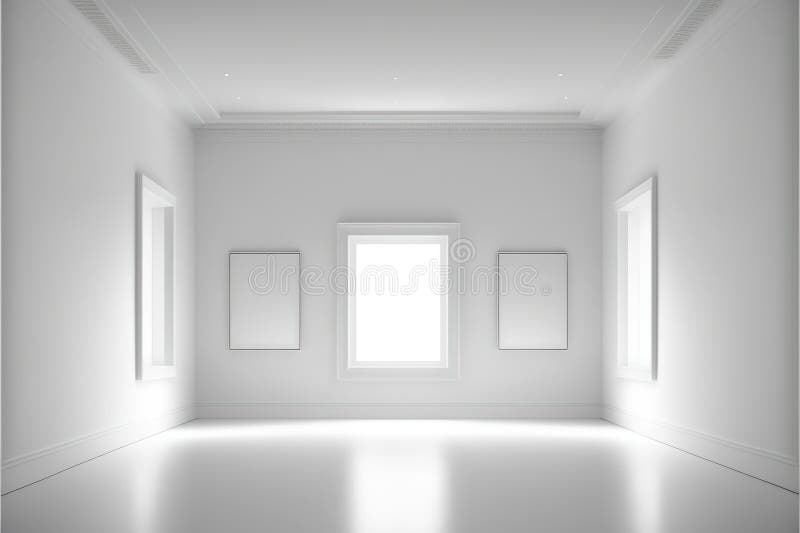 Minimalistic Interior Design with Plain White Room of Museum Stock ...
