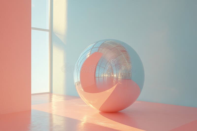 Minimalistic Interior Design with Reflective Disco Ball Stock Photo ...