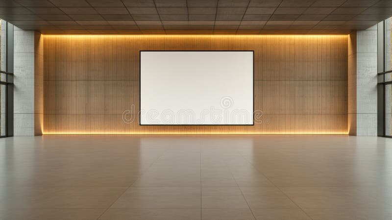 Minimalistic Interior with Large Wall Poster - 3D Render Stock ...