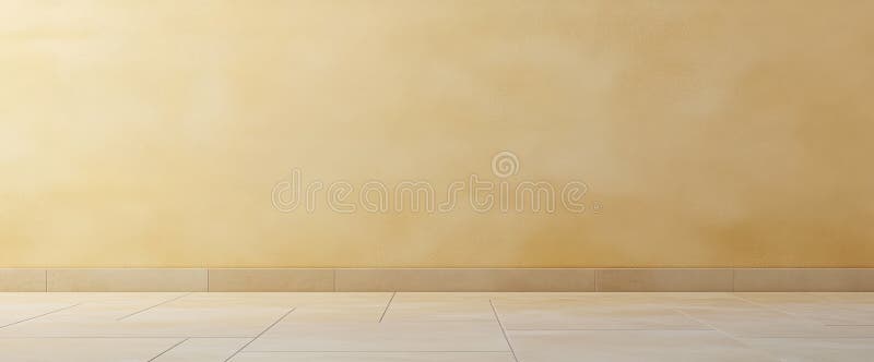 Smooth Yellow Wall with Tiled Floor in a Bright Minimalistic Interior ...