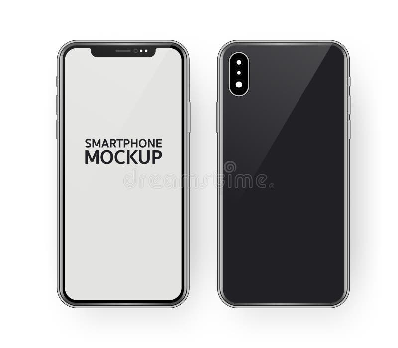 Minimalistic Isometric Illustration of Smartphone Front and Back ...