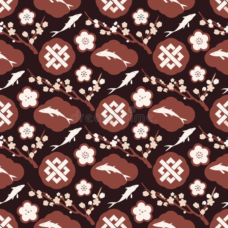 Minimalistic Japanese Seamless Pattern. Vector Illustration Stock ...