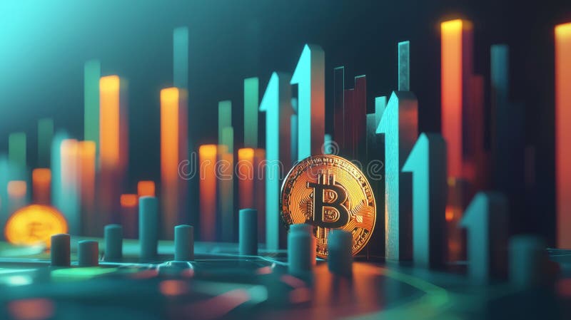 Minimalistic 8K Bitcoin Growth Chart on Global Graph Stock Illustration ...