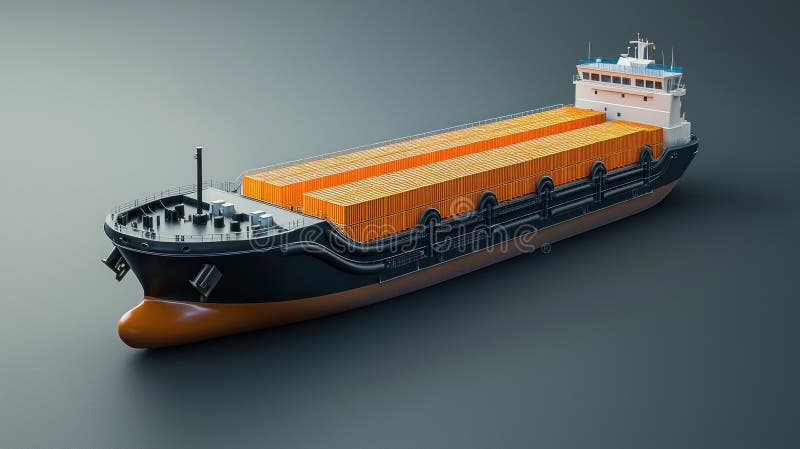 Minimalistic 8K 3D Render Container Ship Water Ballast System Stock ...