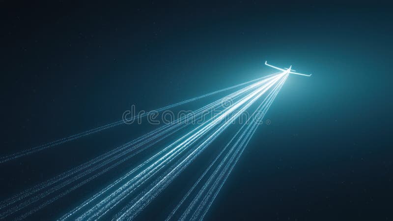 Minimalistic 8K Doodle Glowing Flight Path Symbolizing Aviation Travel ...