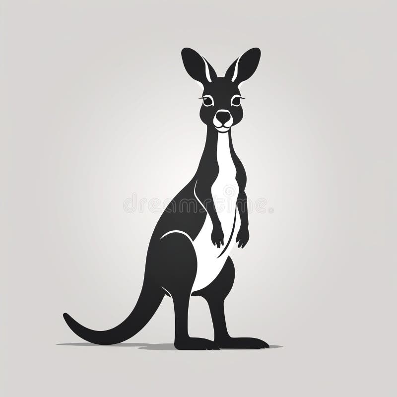 Minimalistic Kangaroo Icon in Monochrome Vector Art Stock Illustration ...