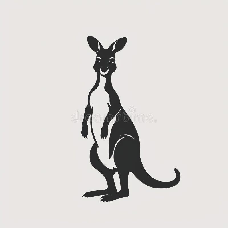 Minimalistic Kangaroo Icon in Monochrome Vector Art Stock Illustration ...
