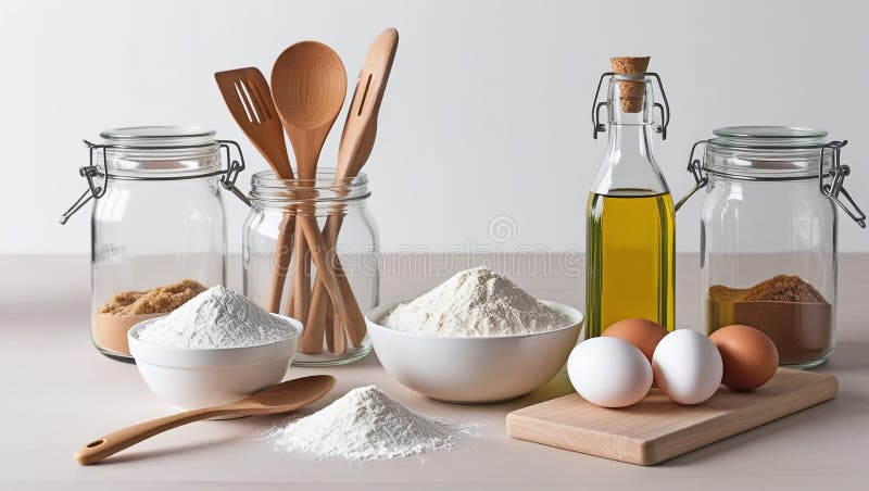 Minimalistic Kitchen Baking Essentials Process at Home, Ready To Bake ...