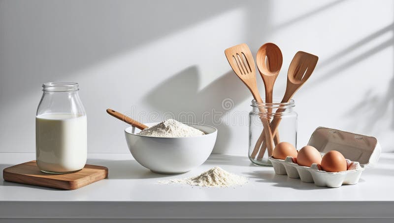 Minimalistic Kitchen Baking Essentials Process at Home, Ready To Bake ...
