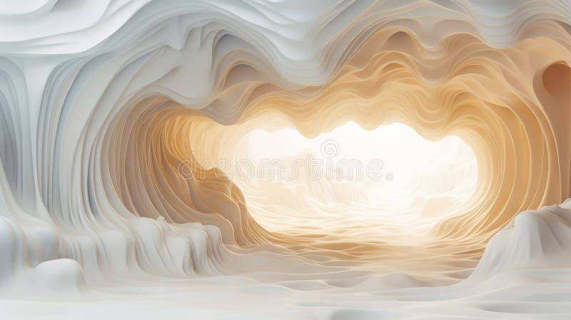 A Minimalistic Landscape Format Illustration of a Cave Stock ...