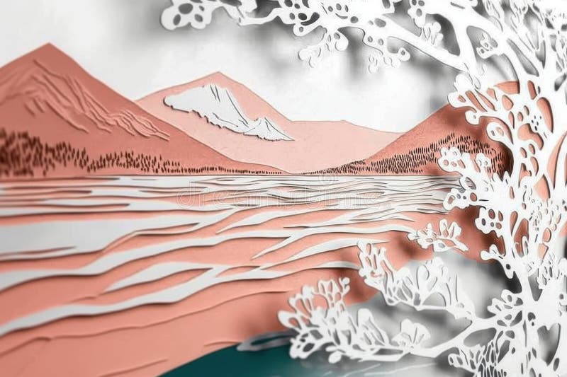 Minimalistic Landscape Illustration with Distant Mountains for Modern ...