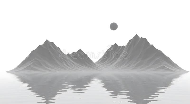 Minimalistic Landscape with a Series of Sharp, Angular Mountains ...