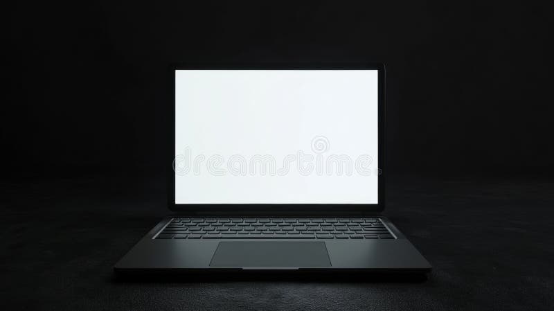 Minimalistic Laptop with a Blank Screen on Dark Background Stock ...