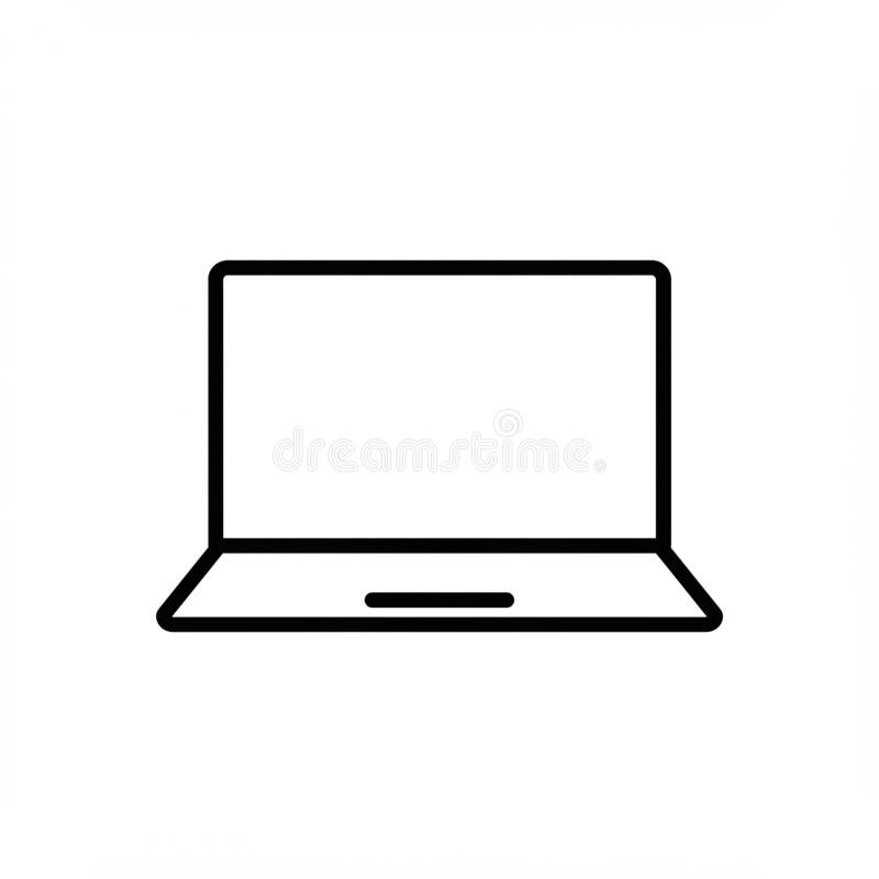 Minimalistic Laptop Icon Features a Simple Black Outline on a White ...