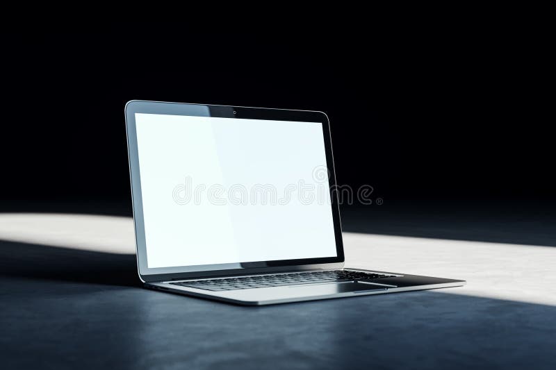 Minimalistic Laptop Mockup on a Textured Floor with a Soft Light ...