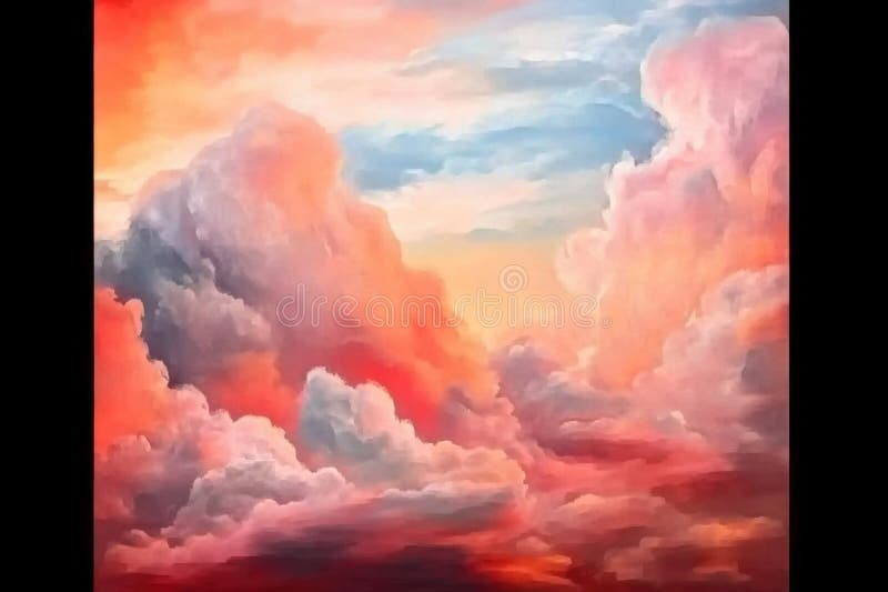 Minimalistic Layered Cloudscape Art with Vibrant Sunset Colors Stock ...