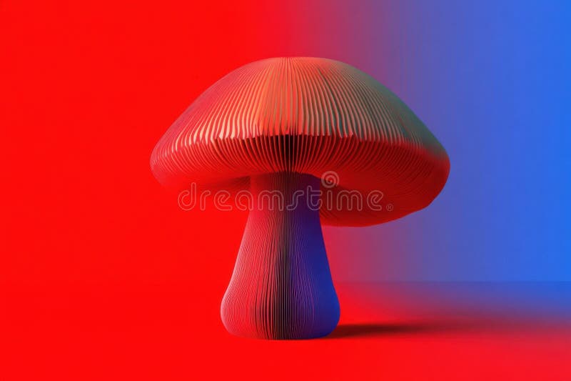 Minimalistic Layered Mushroom Design Featuring Bold Red and Blue Colors ...