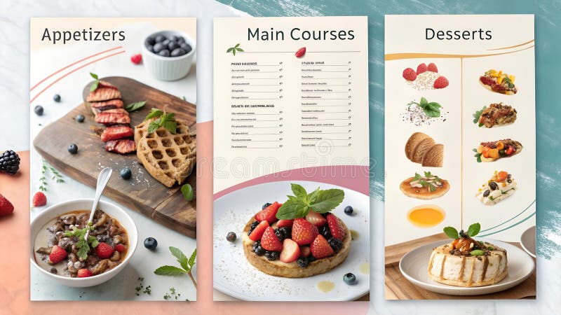 Minimalistic Leaf Illustrations Beautiful Food Menu Design Template ...