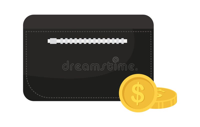 Minimalistic Leather Wallet and Coins Flat Illustration Stock Vector ...