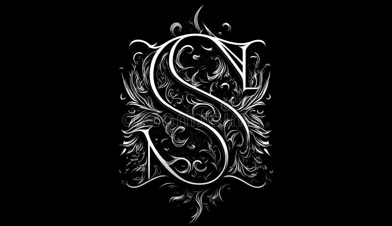 Minimalistic Letter S on a Black Background, Generative AI. Stock ...