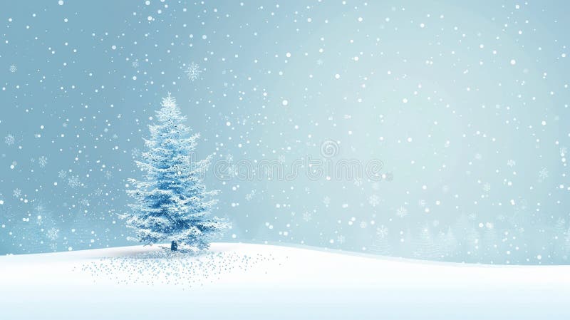 Minimalistic Light Advertising Banner with Snow-Covered Pine Tree ...