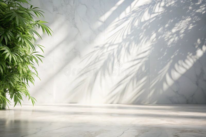 Minimalistic Light Background with Blurred Foliage Shadow on a Light ...