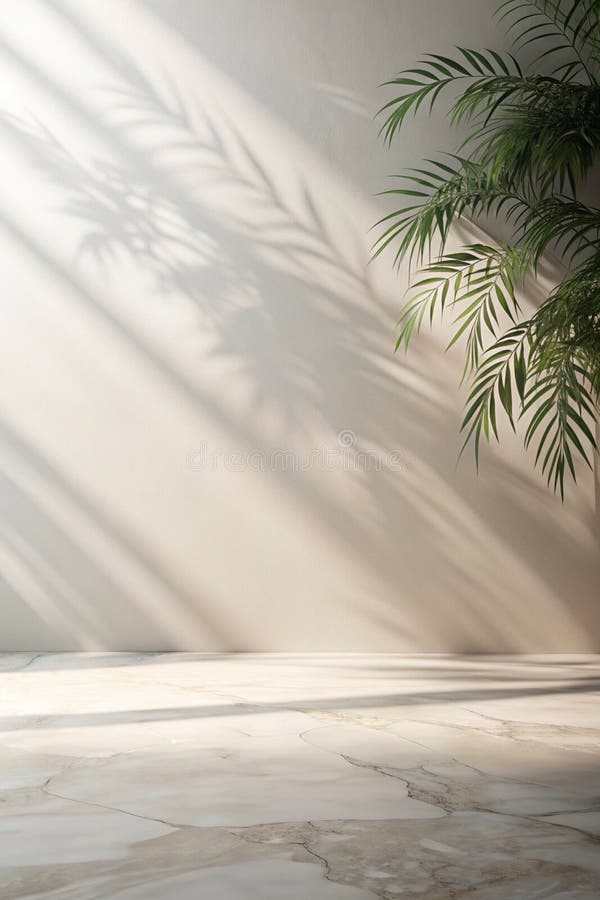 Minimalistic Light Background with Blurred Foliage Shadow on Light Wall ...