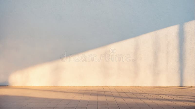 Minimalistic Light Background with Blurred Shadow on White Wall. Sunset ...