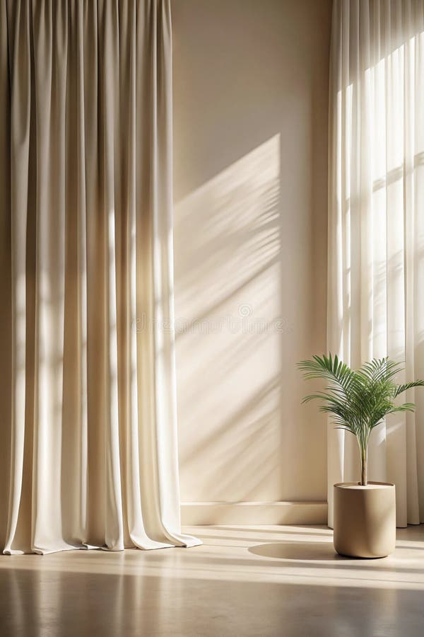 Minimalistic Abstract Gentle Light Beige Background for Product Presentation with Light and ...