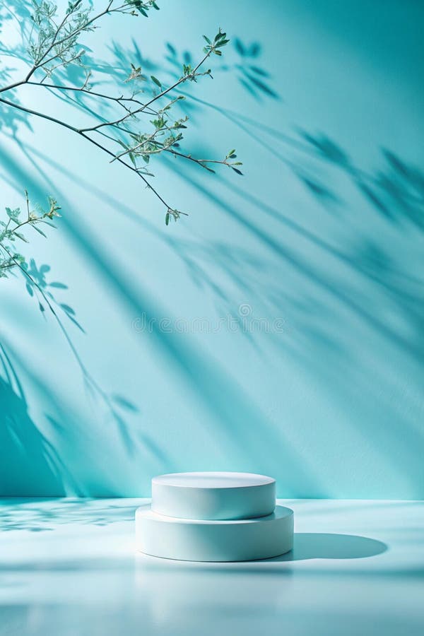 Minimalistic Light Blue Background with Tree Branch Shadows Stock ...