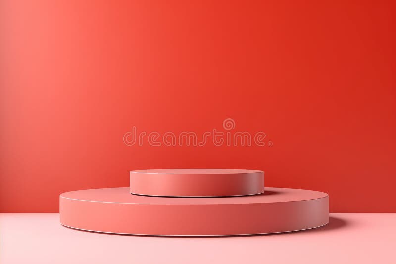 Minimalistic Light Red Background for Product Presentation with Podiums ...