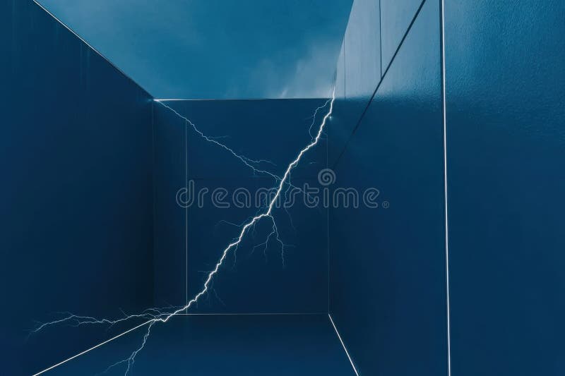 Minimalistic Lightning in Geometric Blue Space for Modern Design ...