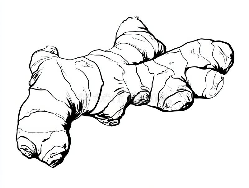 Minimalistic Line Art Depicting a Fresh Ginger Root Stock Illustration ...