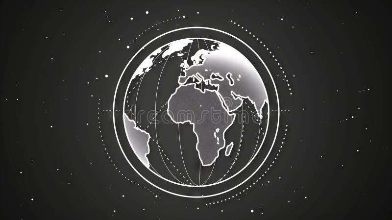 Minimalistic Line Art of a Globe with Latitude and Longitude Lines ...