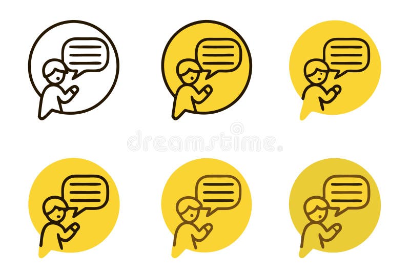 Minimalistic Line Art Icons of Characters with Speech Bubbles in ...