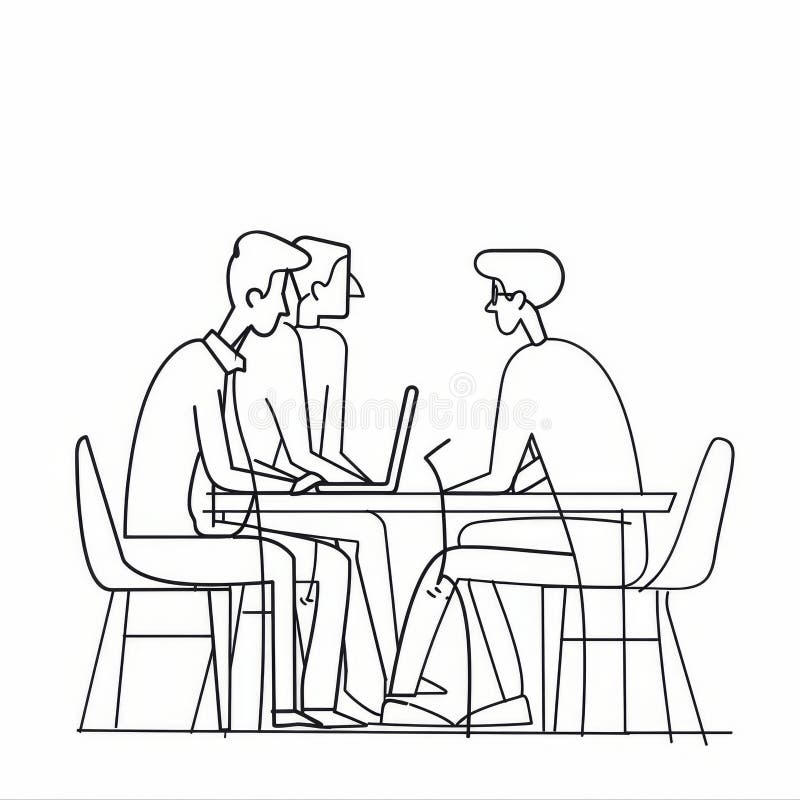 Minimalistic Line Drawing of a Business Meeting. Stock Illustration ...