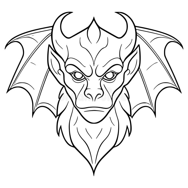Clean Outline Drawing of a Gargoyle Minimalistic Design for Coloring ...