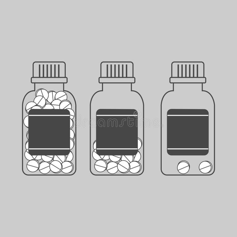 Minimalistic Line Drawing of Three Pill Containers, Each with Different ...