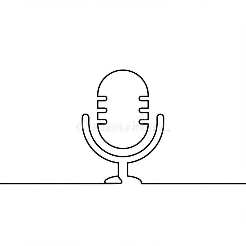Minimalistic Line Drawing of a Vintage Microphone. the Design Features ...