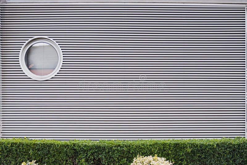 Minimalistic Line Wall Texture with a Round Window Stock Photo - Image ...