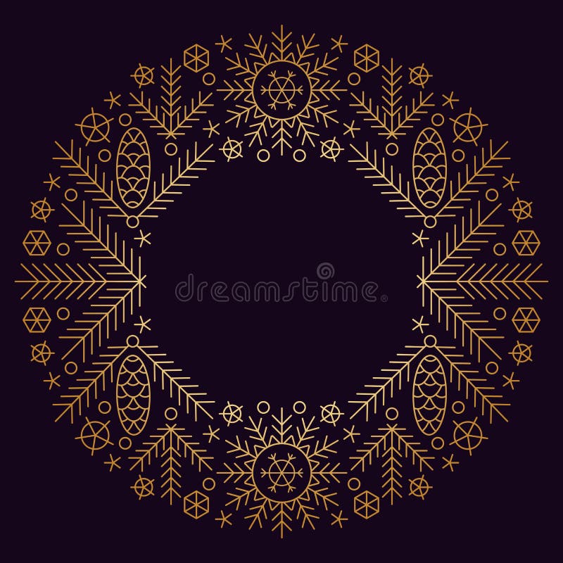 Minimalistic Linear Christmas Ornament Stock Vector - Illustration of ...