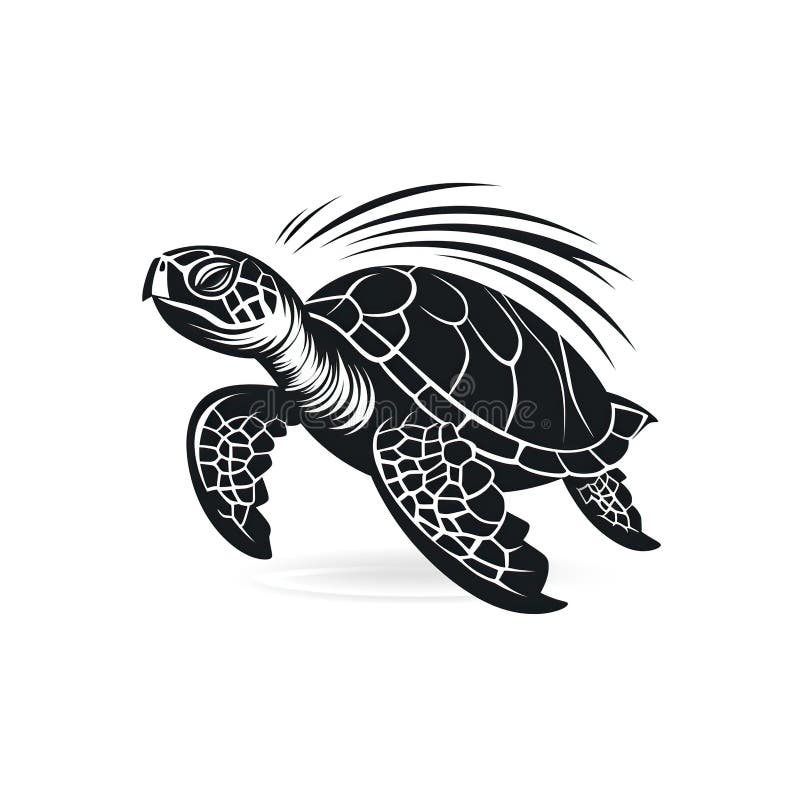 Minimalistic Logo Emblem Symbol Badge with Turtle on White Background ...