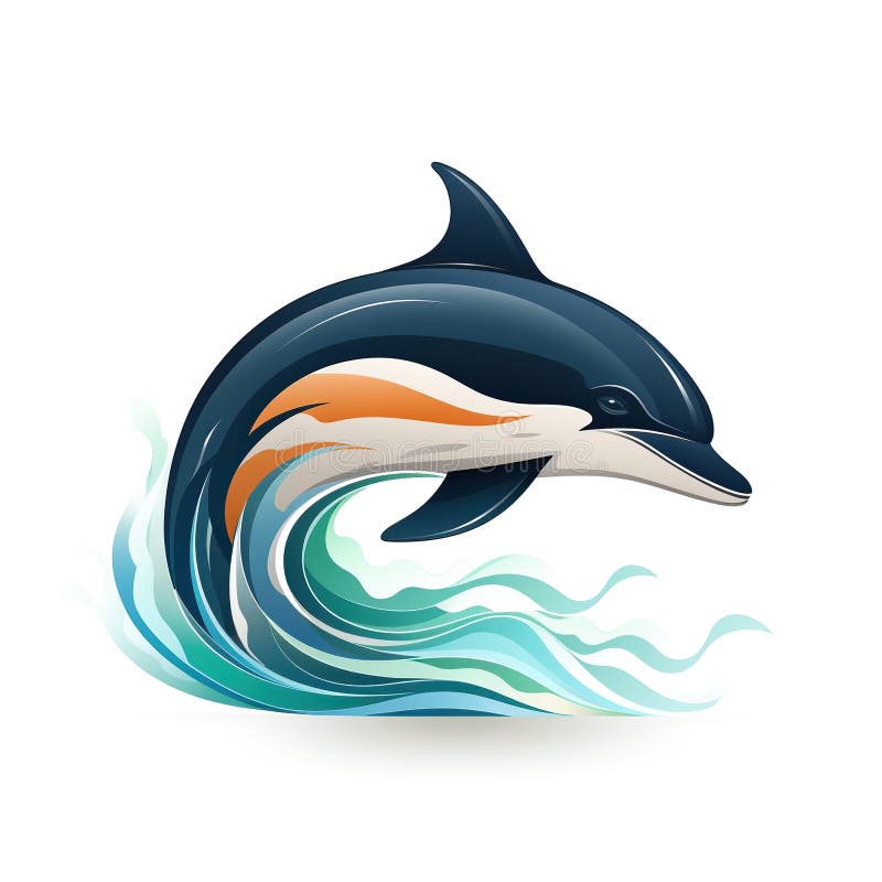 Symbol Dolphin Sea Sign Silhouette a Watercolor Stock Illustration ...