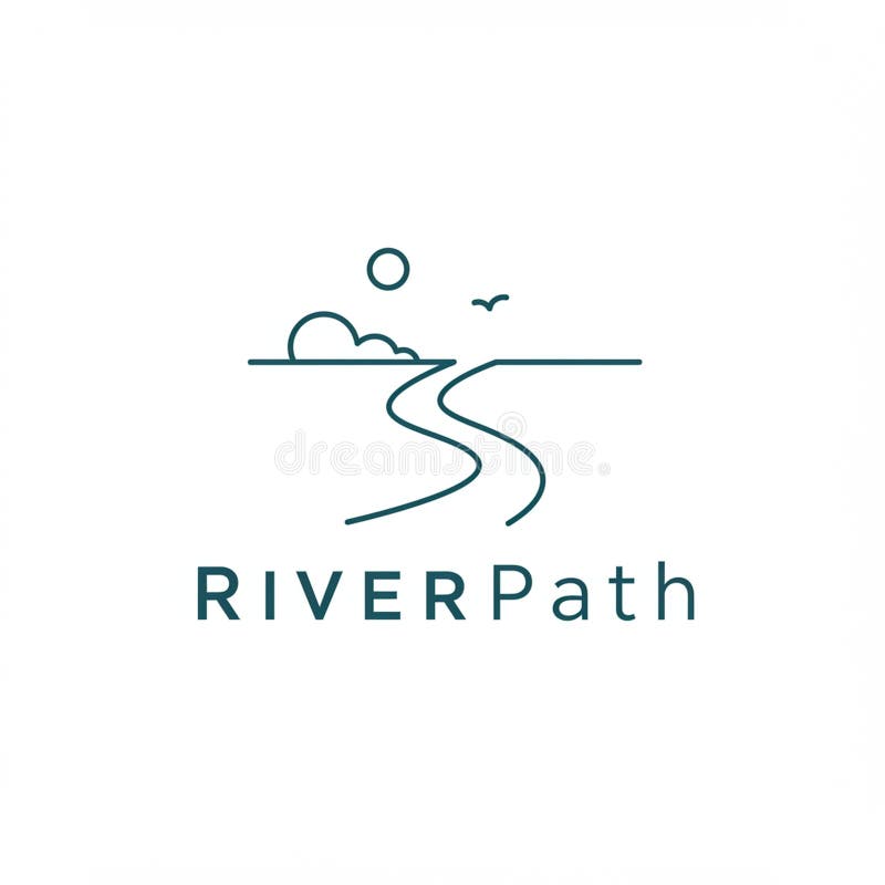 Minimalistic Logo Featuring a Stylized River Path Winding Off into the ...